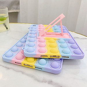 iZi Way Pop It iPad Case Mini 2 / Mini 3 / Mini 1 Kids Girl, Fidget Toys Poppet Push Bubble Cute Silicone Tablet Case, Stand, Strap for iPad Mini 1st / 2nd /3rd Gen (7.9", 2012/2013/2014) - Rainbow