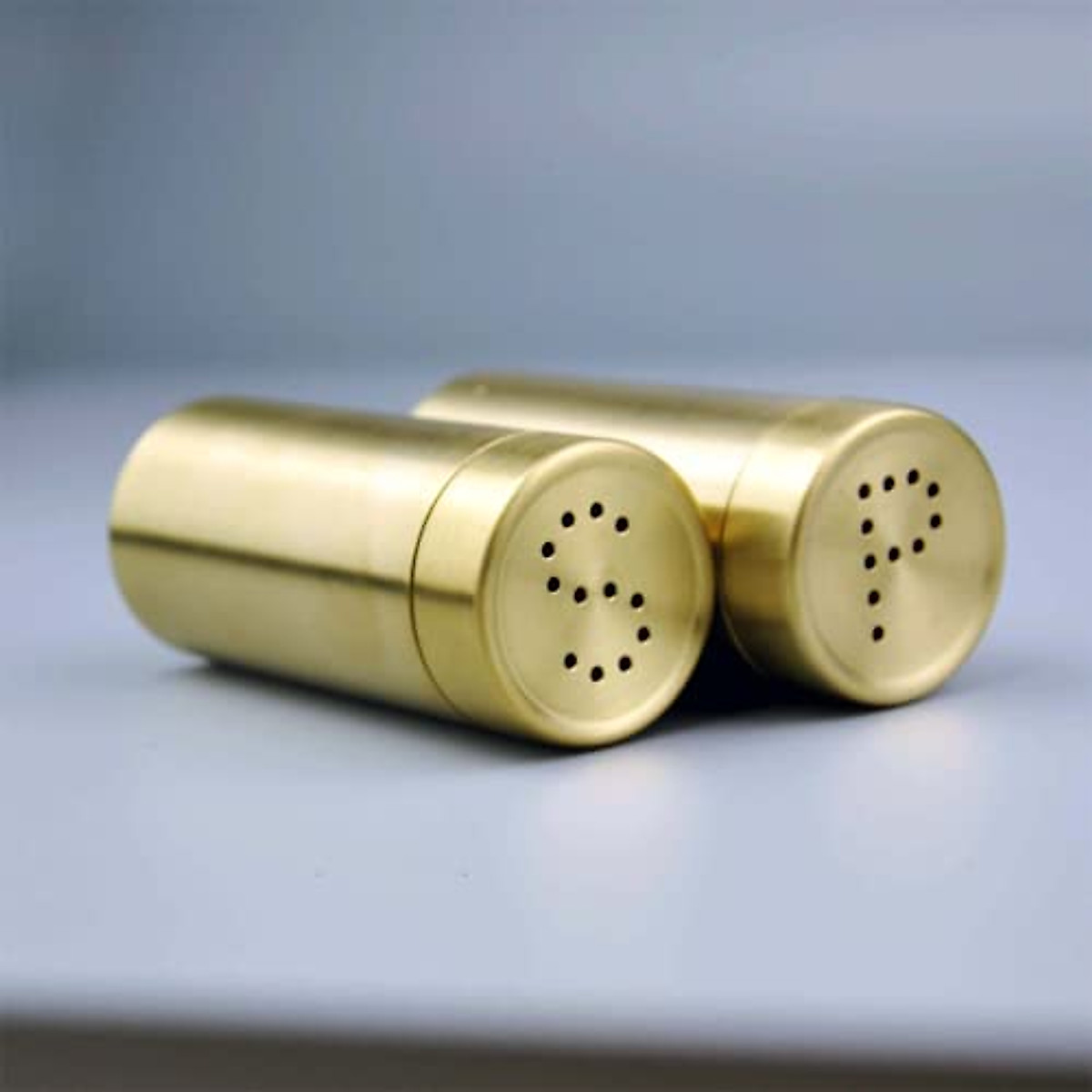 2Pcs Stainl Steel Salt Pepper Salt Pepper Shakers Coarsen - Gold, 8.8X3.8cm