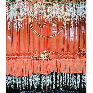 Lmeison 24 Pack Wisteria Hanging Flowers, Wisteria Garland Artificial Fake Wisteria Vine Rattan Hanging Garland Silk Flowers for Home, Party, Wedding Decor, White