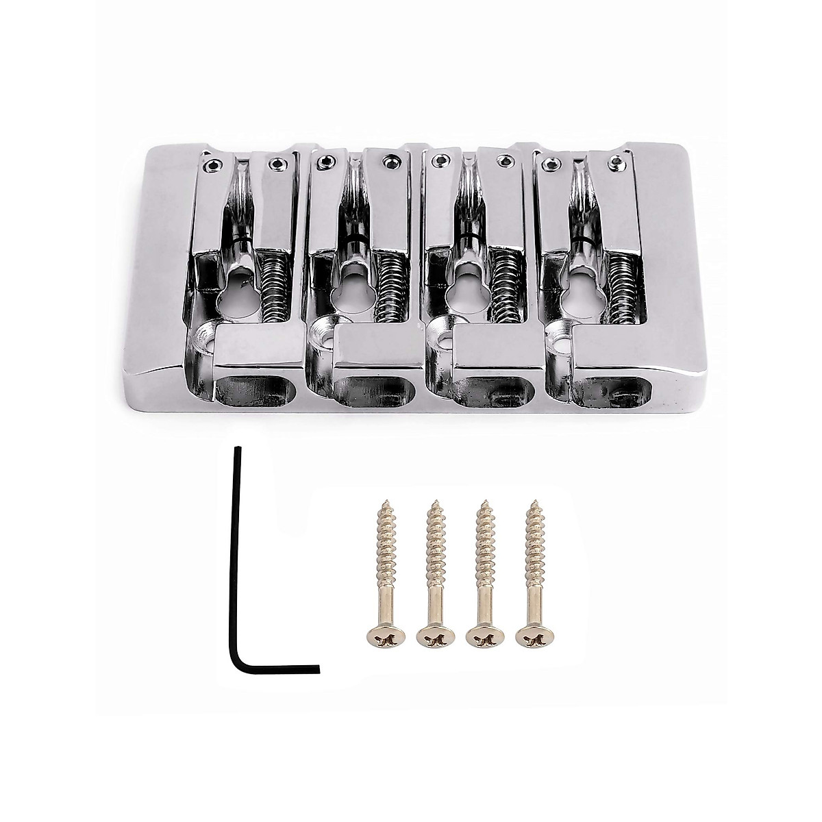 Bogart 4 String Bass Bridge A Style Top Load and String Through Body Tailpiece with Zinc Saddles for Electric Jazz Bass P Bass Chrome High Mass.