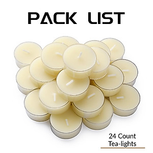 Natural Beeswax Tealight Candles - 24 pcs - Organic Small Candle Natural Scent Smokeless Clean Burning-White