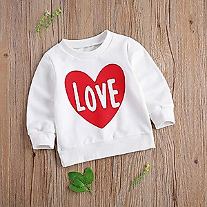 DuAnyozu Toddler Baby Girl Valentines Day Sweatshirt Love Heart Long Sleeve Pullover Sweater Tops Casual Outfit Clothes (L-Love Heart Shirt, 1-2T)