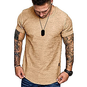 Fashion Mens T Shirt Muscle Gym Workout Athletic Shirt Cotton Tee Shirt Top Large