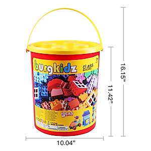 burgkidz Big Building Block Set - 214 Pieces Toddler Educational Toy Classic Large Size Building Block Bricks - 13 Fun Shapes and Storage Bucket - Compatible with All Major Bulk Bricks Set