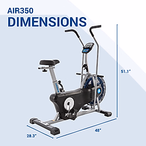 XTERRA Fitness AIR350 Air Bike Ergonomic Design, Comfortable Padded Seat, Heavy Duty Fitness Bike