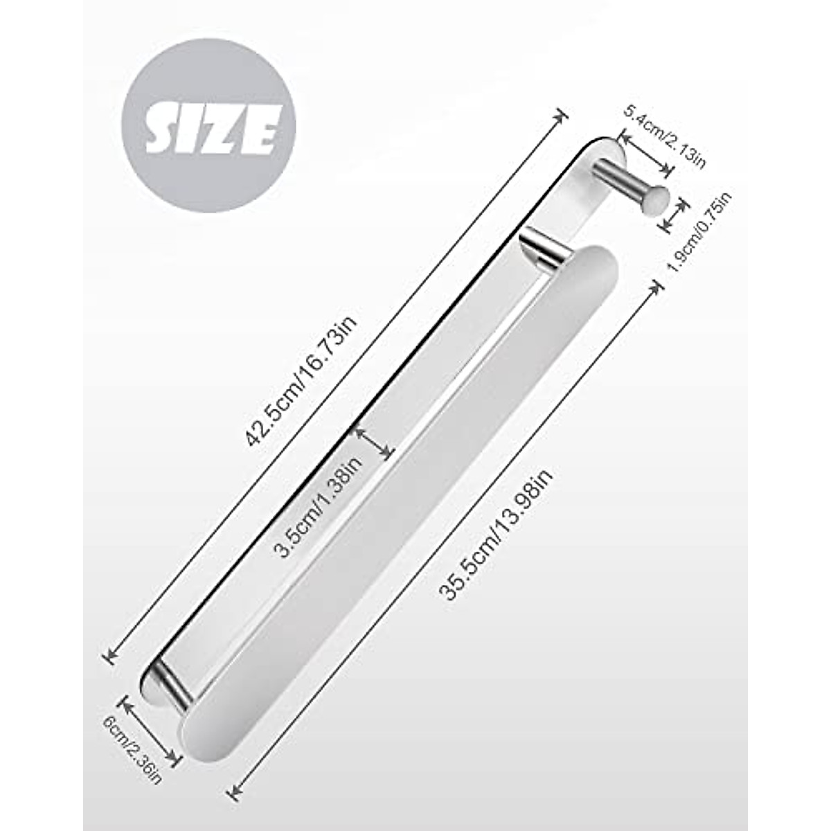 LIVEHITOP Bathroom Towel Bar, Self Adhesive Wall Mounted Hand Towel Holders No Drilling SUS304 Stainless Steel for Face Small Towels (Silver, 1)