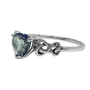 Silvershake Heart Shape Simulated Color Change Alexandrite 925 Sterling Silver Celtic Knot Ring Size 5