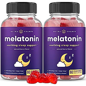 Melatonin Gummies for Kids & Adults | Natural Sleep Aid Drug-Free, Vegan Berry Flavor Kids Melatonin Gummy Supplement | 120 Sleep Gummies | 2.5mg, 5mg or 10mg Dose | Sleeping Pills Substitute (2-Pack)