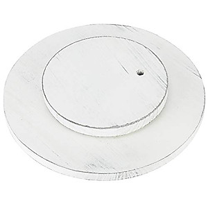 MyGift 13 Inch Vintage White Wood Lazy Susan Turntable Rotating Tray Condiment Serving Tray, 360 Degree Spinning Spice Rack Organizer