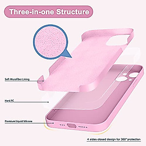 ANDATE Pink iPhone 13 Liquid Silicone Case, Compatible with iPhone 13 Full Body Protective Phone Cover Case with Microfiber Lining, 6.1 Inch (Pink)