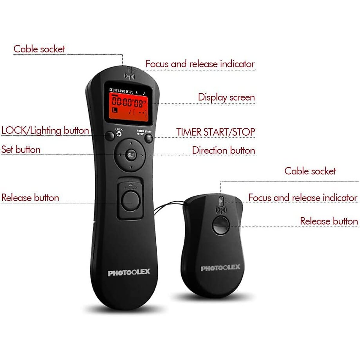 PHOTOOLEX Intervalometer Digital Camera Remote Shutter Release Controller LCD Timer Control 2.4G Wireless for Canon EOS Rebel T6 T7 80D 70D 60D 60Da 77D T7i T6i T6s SL2 SL1 T5 T3 T5i T4i T3i T2i