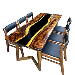 Live Edge Ocean Epoxy Resin Black River Table Epoxy Coffee Sofa Center, Epoxy River Art Resin, Custom Craft Table, Living Room Table, Resin Wood, Table Office (50x100 inch)