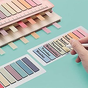ELII Sticky Tabs 1200pcs Page Markers,Morandi Sticky Note Tabs Colored Writable and Repositionable Book Flags Tabs Strip Index Tabs,Page Tabs