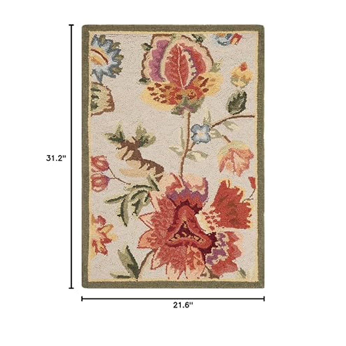 SAFAVIEH Chelsea Collection Accent Rug - 1'8" x 2'6", Sage, Hand-Hooked French Country Wool, Ideal for High Traffic Areas in Entryway, Living Room, Bedroom (HK331C)