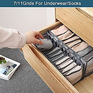 CSKB Wardrobe Clothes Organizer,5Pcs Drawer Organizers for Clothing, 6/7/9 Grids Stackable Dividers Closet Drawer Organizer with Built-in PP Board for Clothing Jeans,Pants, Sweaters,Hoodies