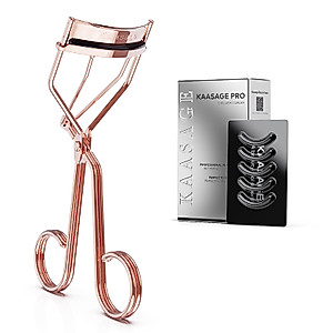 Rose Gold Eyelash Curler - Ergonomic Design, Exquisite Rose Gold, 5 Replaceable Silicone Pads & Storage Bag Included