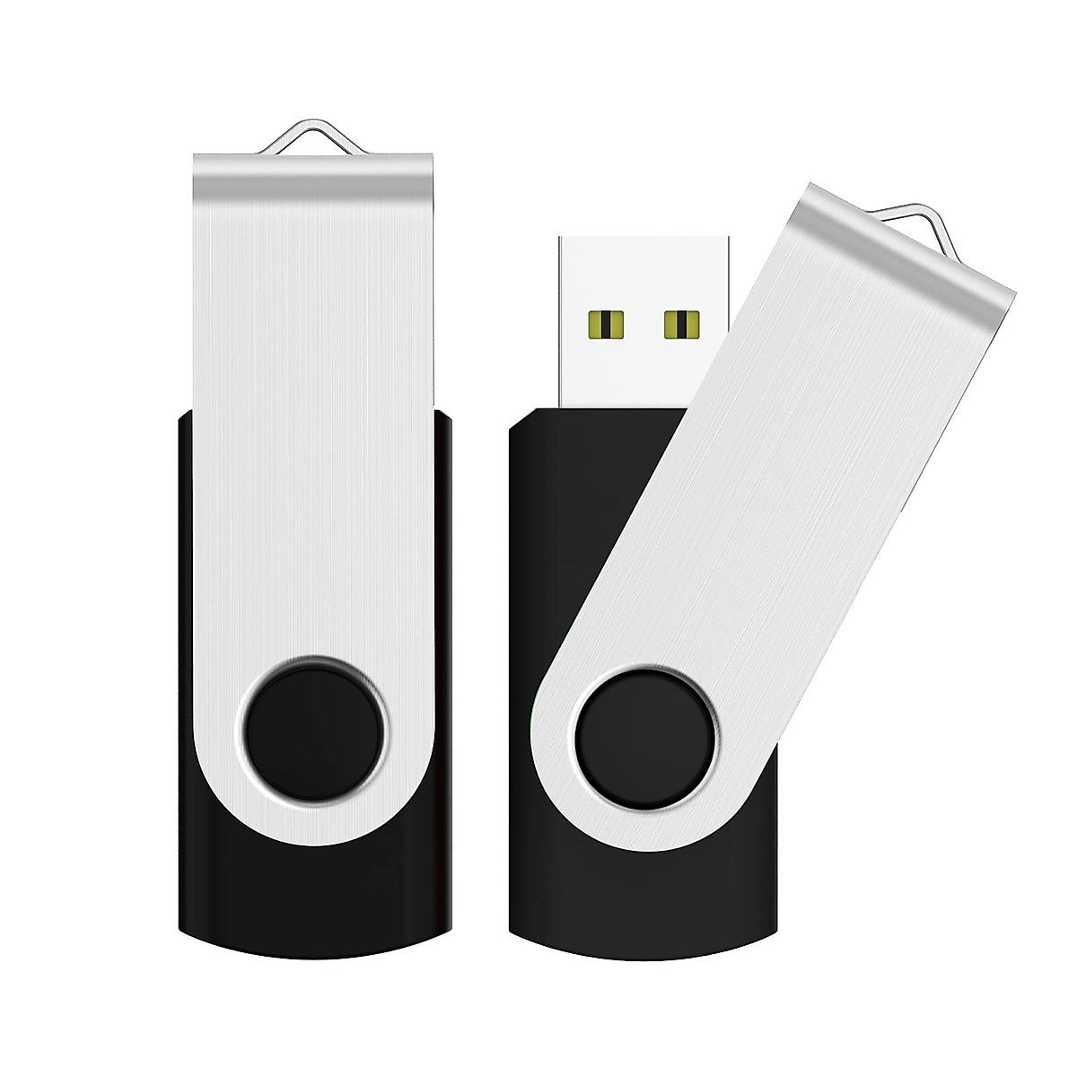 JUANWE 64GB USB Flash Drives 2 Pack Thumb Drives USB 2.0 Jump Drive Swivel USB Memory Stick Keychain Design, with LED Indicator, Black
