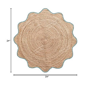 4x4, 5x5, 6x6,feet Natural Jute Scallop Round Rug, Floor Scalloped Edge Rug Braided Boho Eco Large Circular Handmade Area Rugs (CCRD2)
