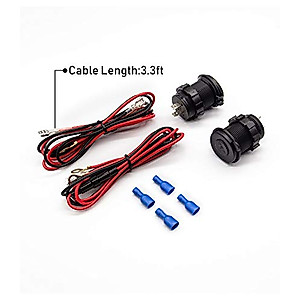 Dual USB Charger Socket Waterproof Power Outlet 12V/24V 2.1A & 2.1A for Car Boat Marine RV Mobile Blue LED