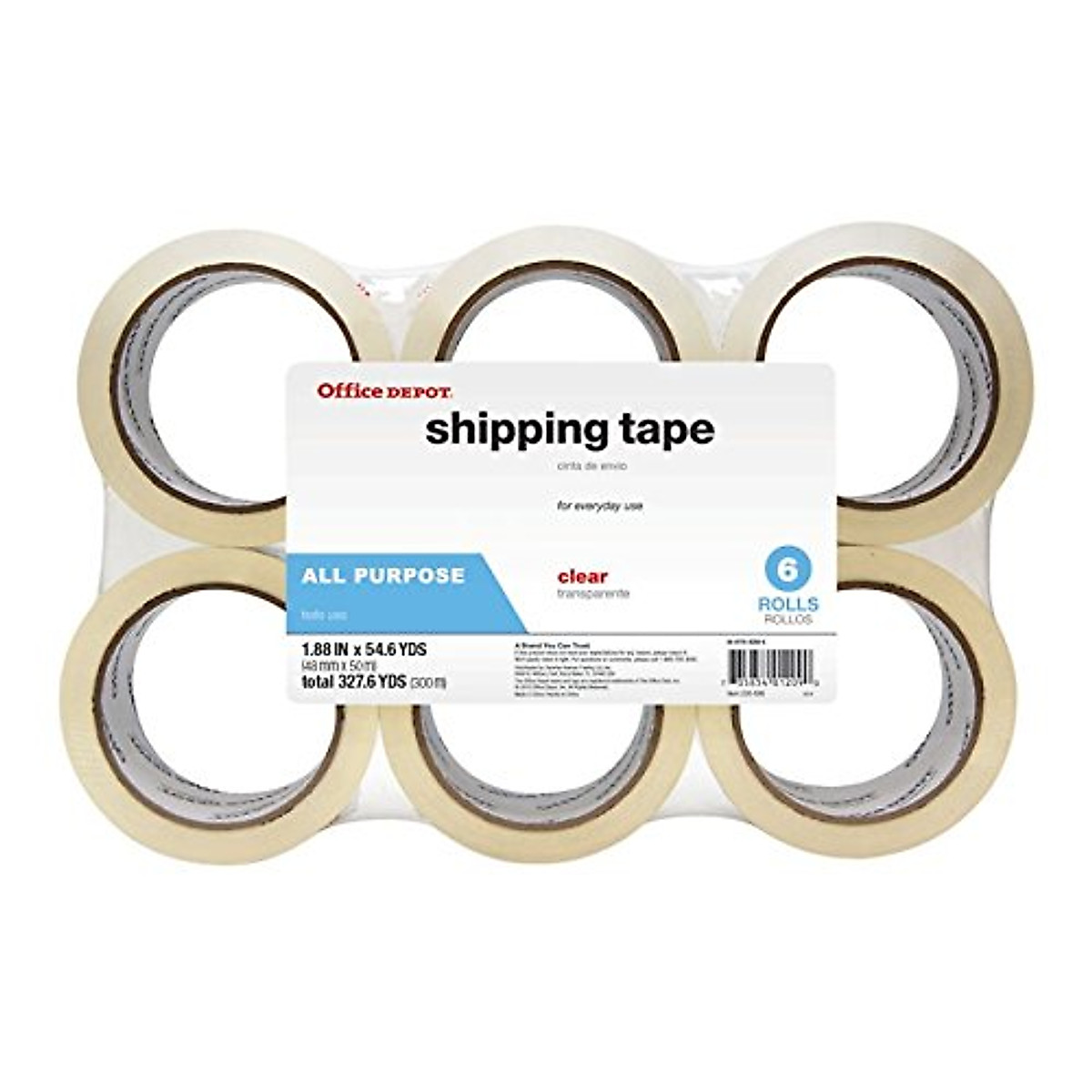 Office Depot Brand Packaging Tape, Multipurpose, 1.89"""" x 54.6 Yd., Clear, Pack Of 6 R