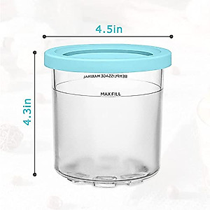4 Pcs Ice Cream Pints Containers and Lids, 16oz Cups Compatible with NC301 NC300 NC299AMZ Series Creami Ice Cream Makers, Ice Cream Storage Containers, Homemade Ice Cream, BPA-Free, Dishwasher Safe