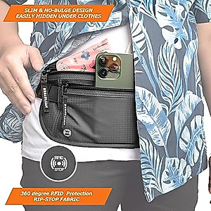 Herculean money belt for travel - RFID slim passport holder travel wallet hidden pouch under clothes to protect your information and money travel fanny pack for men/women bag travel essentials