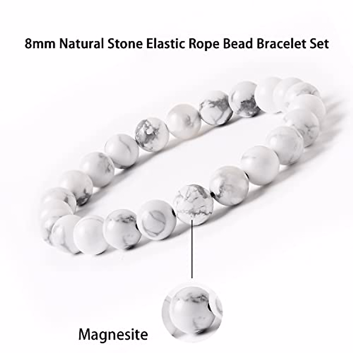 TIGERSTAR Natural Lava Rock Beads Bracelet,Stretch Elastic Bracelets,Adjustable Braided Rope Gemstone Bracelets for Men Women