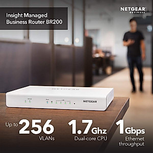 NETGEAR Insight Managed VPN Business Router (BR200) - Site-to-Site Secure VPN |Up to 256 VLANs | Supports OpenVPN and IPsec |Network Firewall Security | 4 x 1G Ethernet Ports (Renewed)