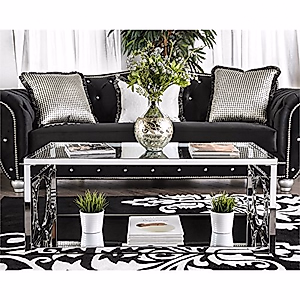 Furniture of America Beller Contemporary Metal 1-Shelf Coffee Table in Chrome