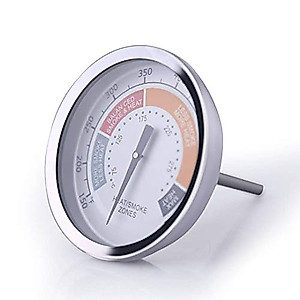 Ibbyee 3 1/8 Inch Smoker Thermometer Gauge for Oklahoma joes Grill Accessories , Pit Grill BBQ Thermometer Gauge Fahrenheit and Heat Stainless Steel Temp Gauge for Oklahoma Joe 1Pcs