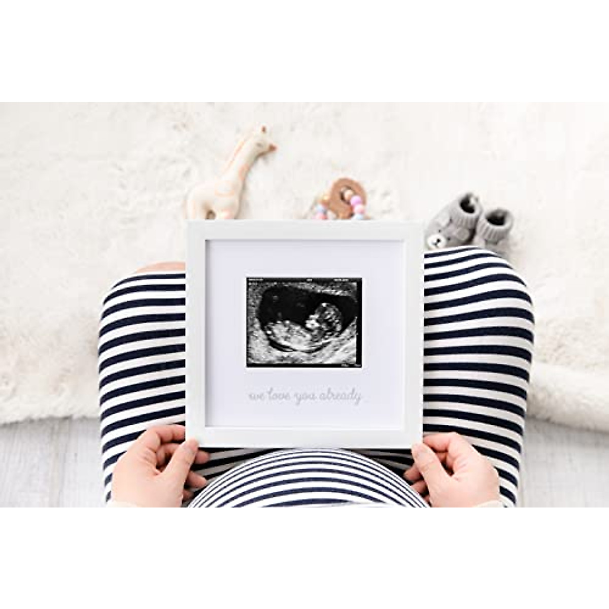 Little Pear We Love You Already Sonogram Frame, Gender-Neutral Pregnancy Announcement Picture Frame, Mother’s Day Keepsake Photo Frame, Nursery Décor, White