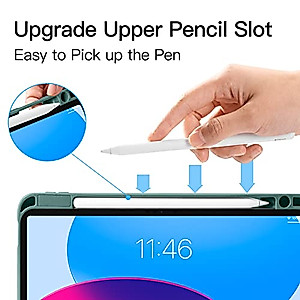 Laetass keyboard case for iPad 10th Generation 10.9 inch 2022 with Upper Pen slot,Leather Stand Cover with Built-in Pencil Holder, Magnetic Detachable Wireless Bluetooth Keyboard. (green)