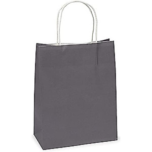 Medium Gift Bags with Handles, Dark Grey (8 x 10 x 4 Inches, 25 Pack)