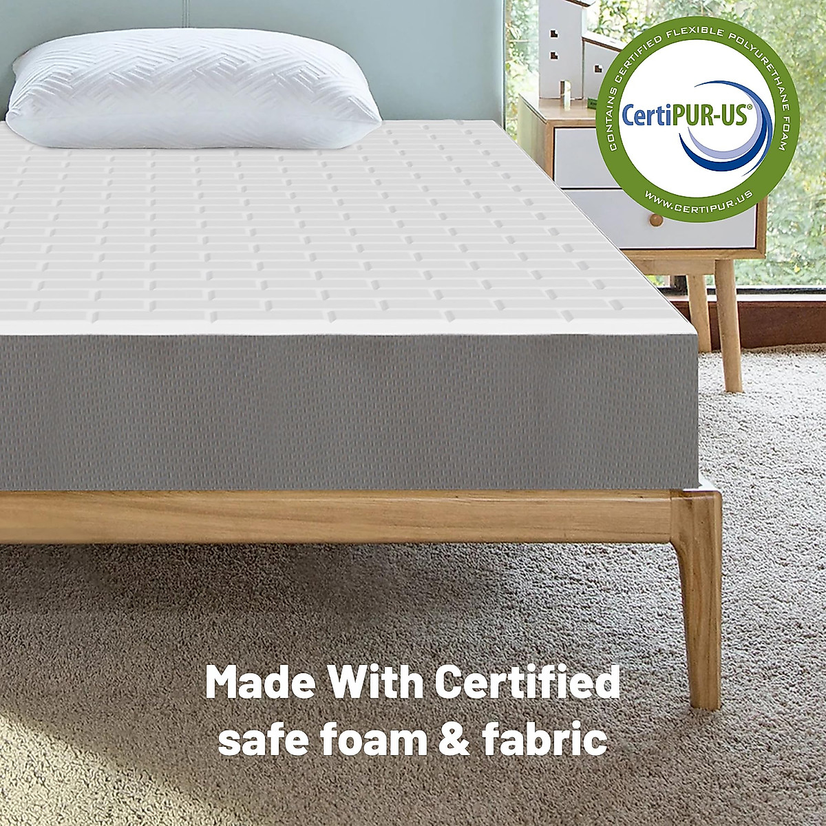 Greaton, 7-Inch Medium Firm High Density Foam Mattress, Comfortable Mattress for Cooler Sleep, Zippered and Washable Cover, Twin, White