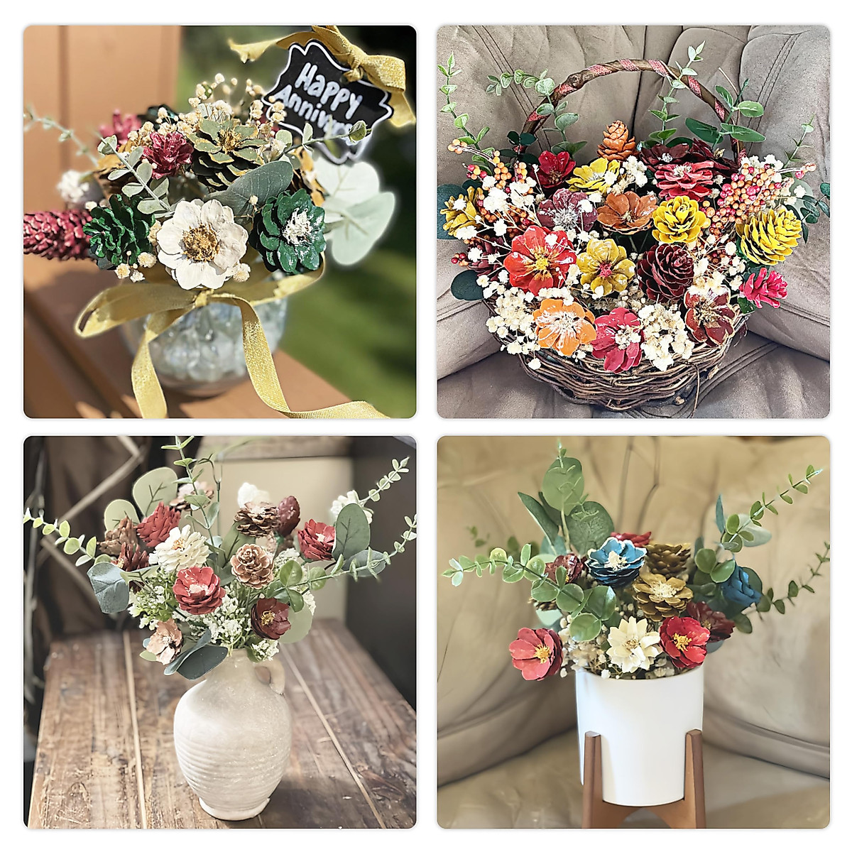 Tiyard 18pcs Eucalyptus Stems Artificial Eucalyptus Leaves Stems Real Grey Green Touch Leaf Branches for Home Office Flowers Bouquet Centerpiece Wedding Decoration