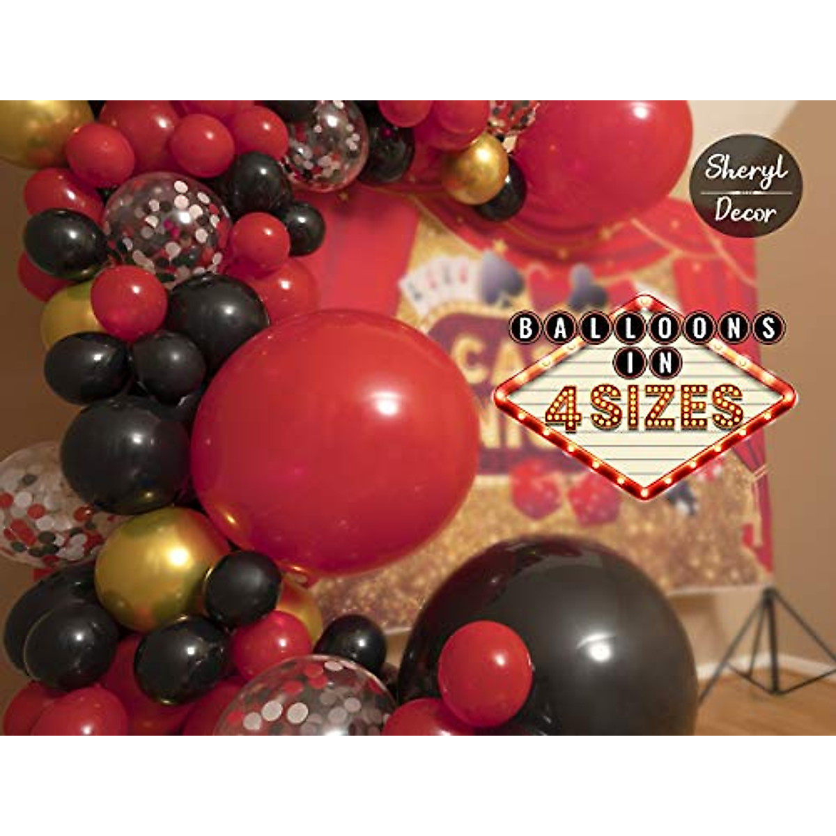 100 pc Red Black and Gold Balloon Garland Kit - Red Black and Gold Balloon Arch Kit - Red Black Gold Balloon Garland Kit - Red Black Gold Balloon Arch Kit