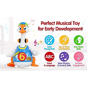 BABYFUNY Hiphop Goose Dancing Toys for Toddlers 1-3 with Music Singing Lights - Musical Toys for Toddlers 1-3，Baby Toys 12-18 Months - Gifts for 1 2 3 Year Old Boys Girls Toddlers - Blue