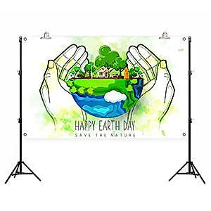 Happy Earth Day Photo Backdrop Save The Nature Banner April 22 Environmental Protection Earth Day Party Deocrations and Supplies for Home Classroom Office