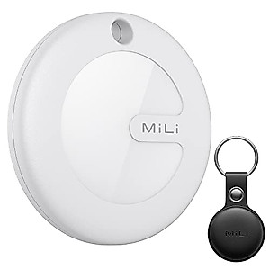 MiLi Key Finder Locator Luggage Tracker, Apple MFi Certified Portable Bluetooth Tracker Works with Apple Find My(iOS Only), Key Tracker Tag with Holder Case for Keys Pet Wallets Bags (Black 1 Pack)