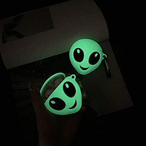 Oqplog for Airpod 2/1 for AirPods Case 3D Cute Fun Cartoon Fashion Funny Character Air Pods 2&1 Cover Design for Men Girls Women Teen Boys Unique Kawaii Trendy Soft Silicone Cases – Luminous Alien