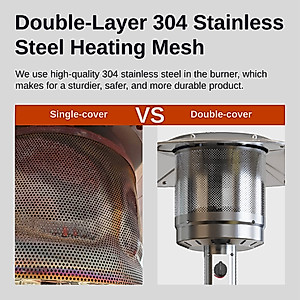 EAST OAK 50,000 BTU Patio Heater with Round Table Design, Double-Layer Stainless Steel Burner, Black & EAST OAK Patio Heater Reflector Shield, Propane Patio Heaters Focusing Reflector