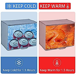 CIVJET Insulated Grocery Shopping Bags, X-Large Reusable Tote Bag for Travel, Doordash Food Cooler/Hot Delivery Bag, 3-Pack, Gray