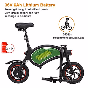Winado Foldable Electric Bike, 12" Wheels 250W Ebike with Rechargeable Battery, Power Display and LED Headlight, Safe Commuter Ride for Adults and Teens