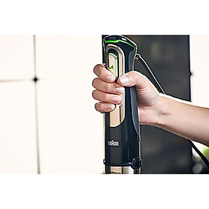 Braun Multiquick 5-in-1 Immersion Hand, Powerful 700W Stainless Steel Stick Blender, Variable Speed + 6-Cup Food Processor, Ice Crusher, Whisk, Beaker, Masher, 2.7 x 2.7 x 16.1 inches, Black