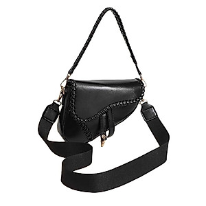 PURFANREE Women Trendy Saddle Shoulder Bag Clutch Purse Underarm Handbag Satchel HandBag Crossbody Bag