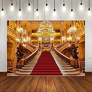 Mocsicka Red Carpet Palace Backdrop Background Wedding Birthday Video Photography Backdrops (7x5ft)