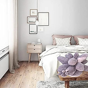 Succulent Pillow 17.7Inch Super Soft Imitation Rabbit Fur Succulent Plush Pillows Creative Plant Pillow Flower Shaped Decor Throw Pillow for Couch Sofa Bed Car Chair Cushion