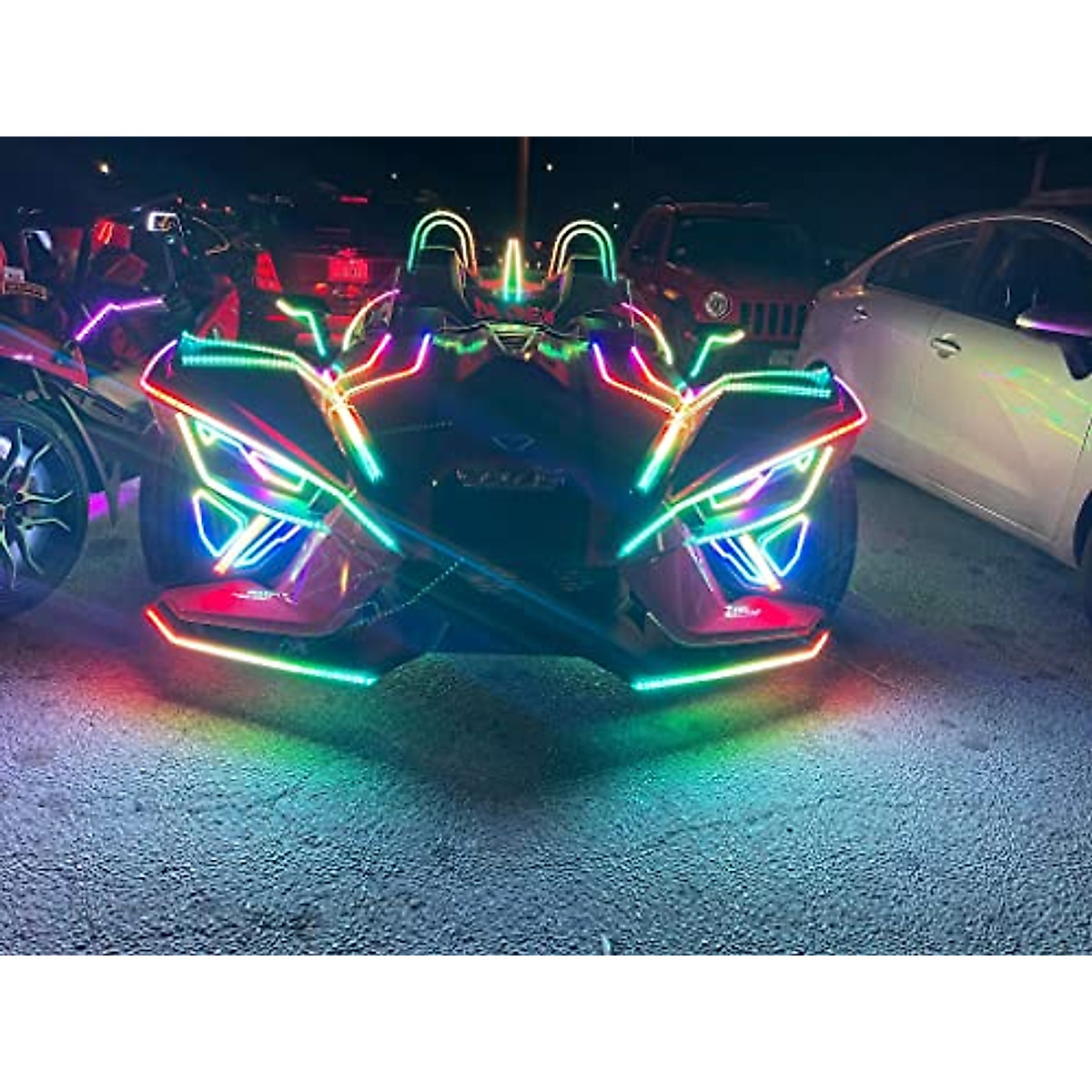 2PCS Angel Eyes Bluetooth CHASING Vent Overlay Lights KIT For 2020 2021 2022 2023 Polaris Slingshot Headlights