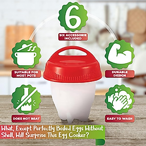 Indvidual Egg Boiler for Hard Boiled Eggs - 6Pcs Silicone Poached Egg Cups for Boiling Eggs Hard Boiled Egg Maker Silicone Egg Mold - Poached Egg Cooker Hardboiled Egg Making Poached Egg Holder Mold