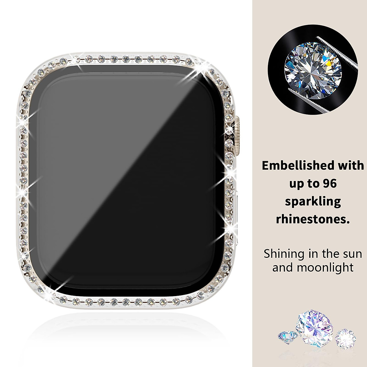 Rc-Z 3-Pack Bling Case for Apple Watch 42mm Series 3 2 1 Screen Protector, Women Glitter Diamond Rhinestone Bumper Face Cover for iWatch Accessories 42 mm